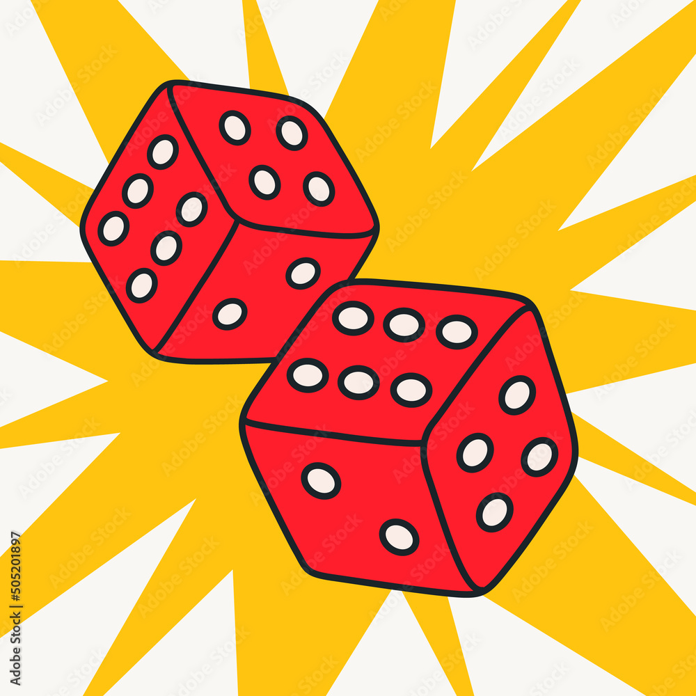 Cartoon vector funny cute Comic characters, dice. Stock Vector | Adobe ...