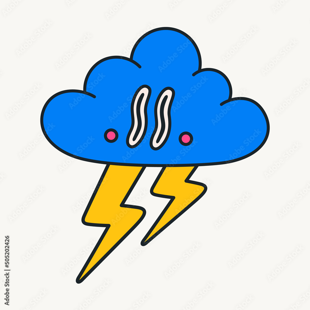 Cartoon vector funny cute Comic characters, angry storm cloud with ...