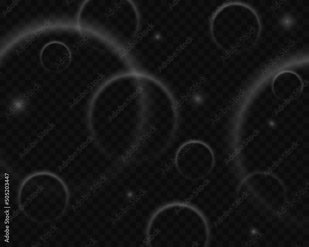 Silver glowing circle flash effects, glare isolated on transparent ...