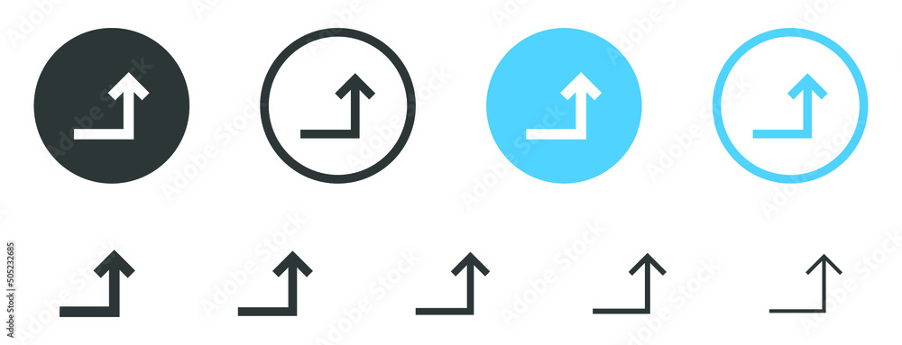 Vetor do Stock: growth turn up arrow icon button, increase icon ...