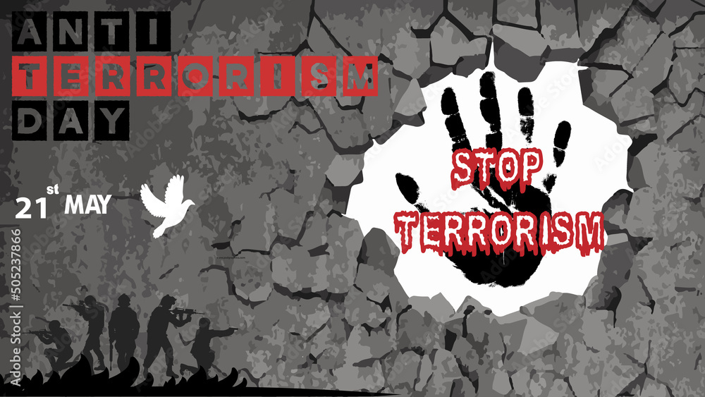 National anti-terrorism day, no terrorism poster 3d wall background and ... National anti-terrorism day, no terrorism poster 3d wall background and ...