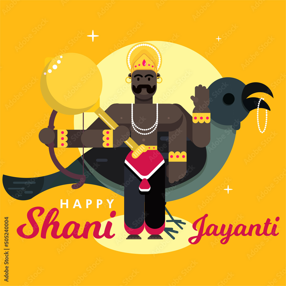 Happy shani jayanti greeting wishes poster design with crow vector art ...