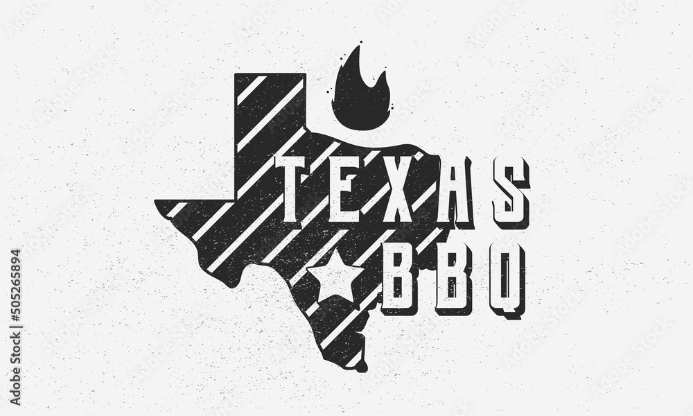 Texas BBQ - vintage logo concept. Logo of Barbecue, Grill with fire ...
