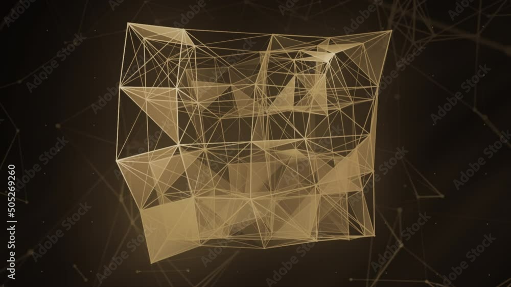 Dark background.Motion.A beautiful transparent geometric figure made in ...