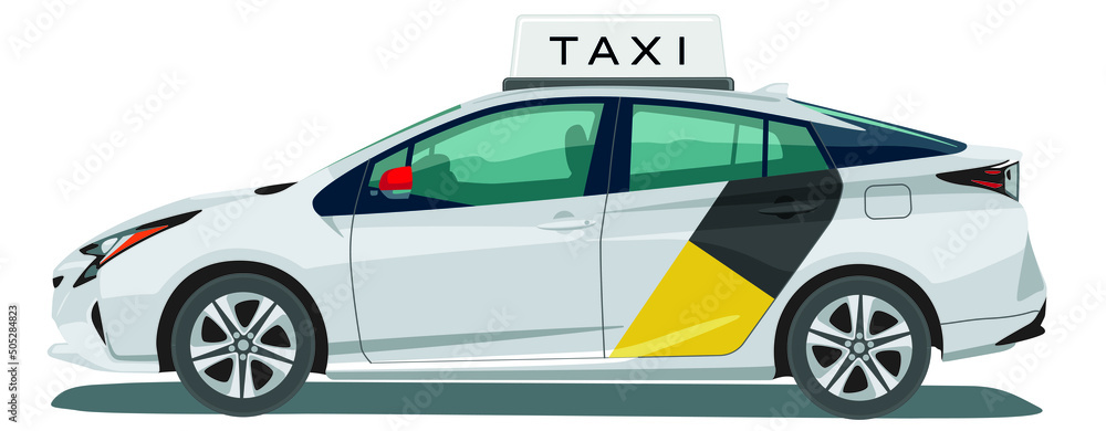 Popular hybrid realistic taxi cab editable template isolated on white ...
