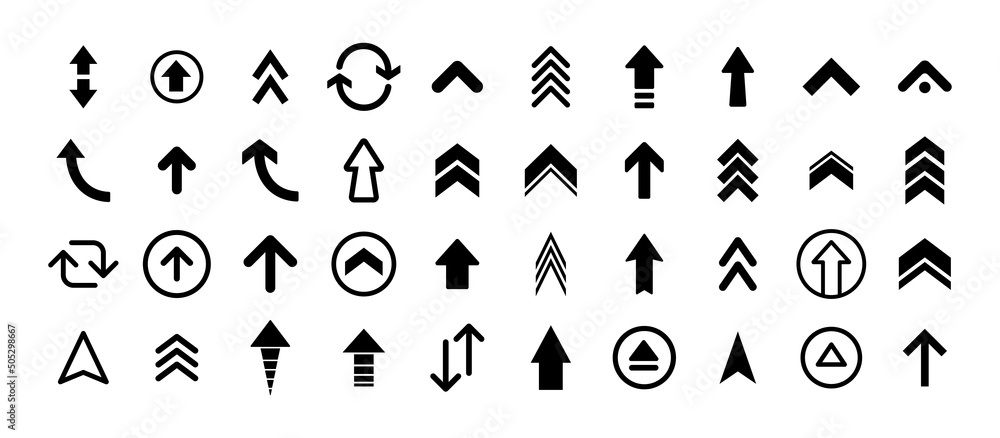 Arrows vector collection. Set of arrow pictogram variations. Simple ...