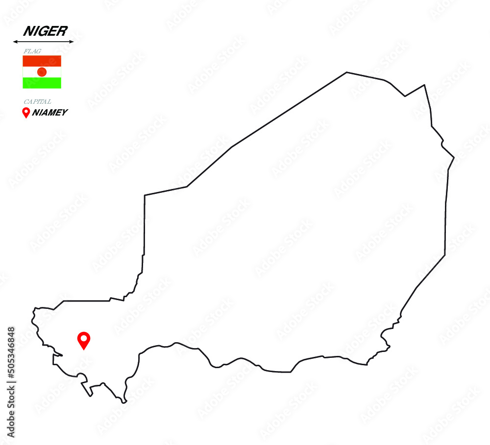 Niger political map with capital city national flag and borders African country Stock Vector ...
