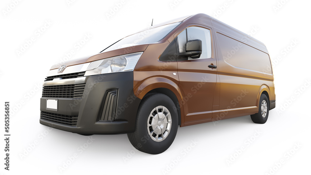 Tokyo, Japan. April 12, 2022: Toyota Hiace. brown commercial van for ...