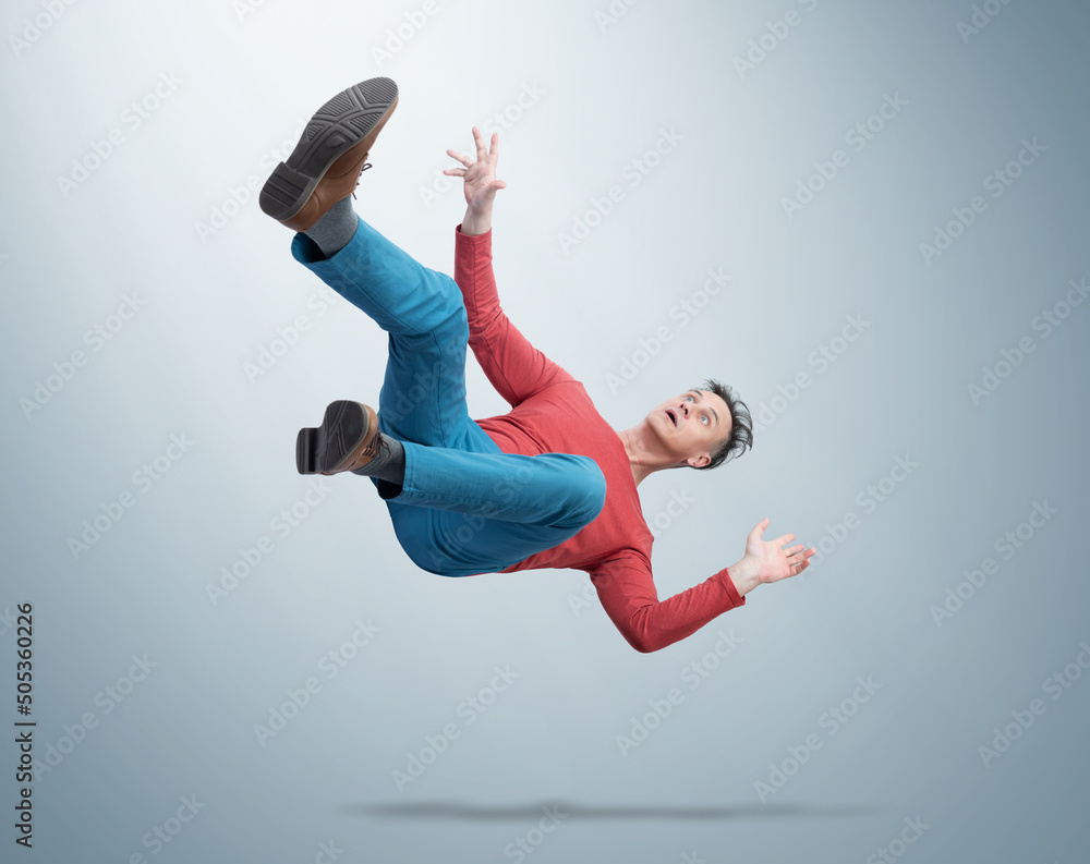 Situation a man in casual clothes is overthrown from heaven and falls ...