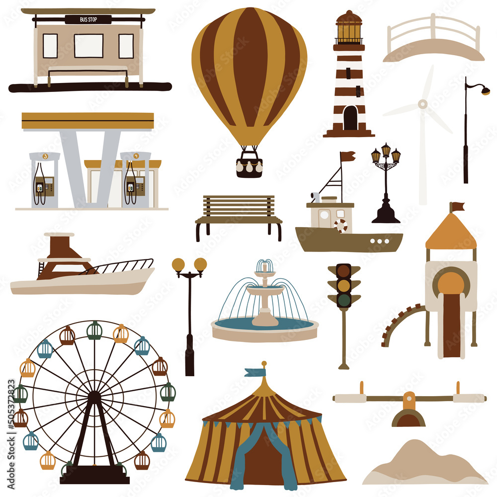 City elements for the map creator Stock Vector | Adobe Stock