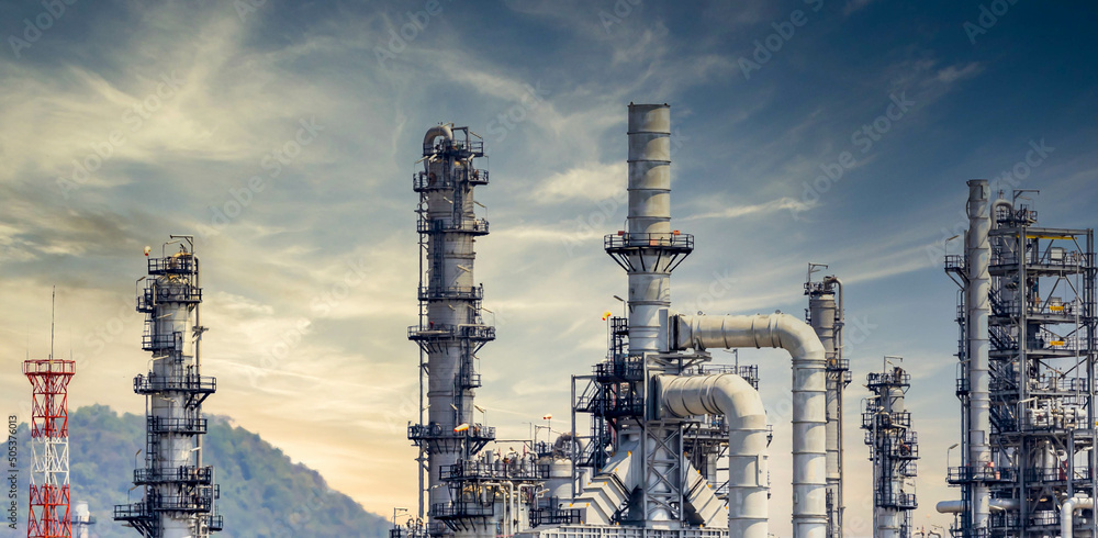 Oil refinery plant from industry zone, Oil and gas petrochemical ...