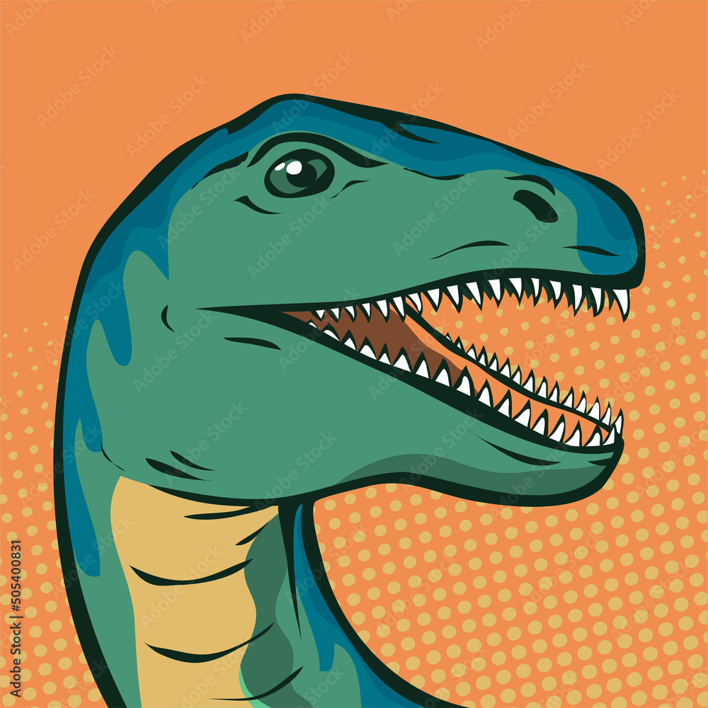 Portrait illustration of raptor head. Predatory dinosaur of the ...