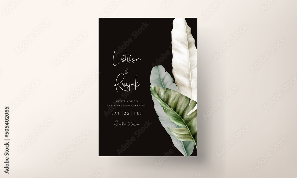 elegant banana leaves wedding invitation card Stock Vector | Adobe Stock