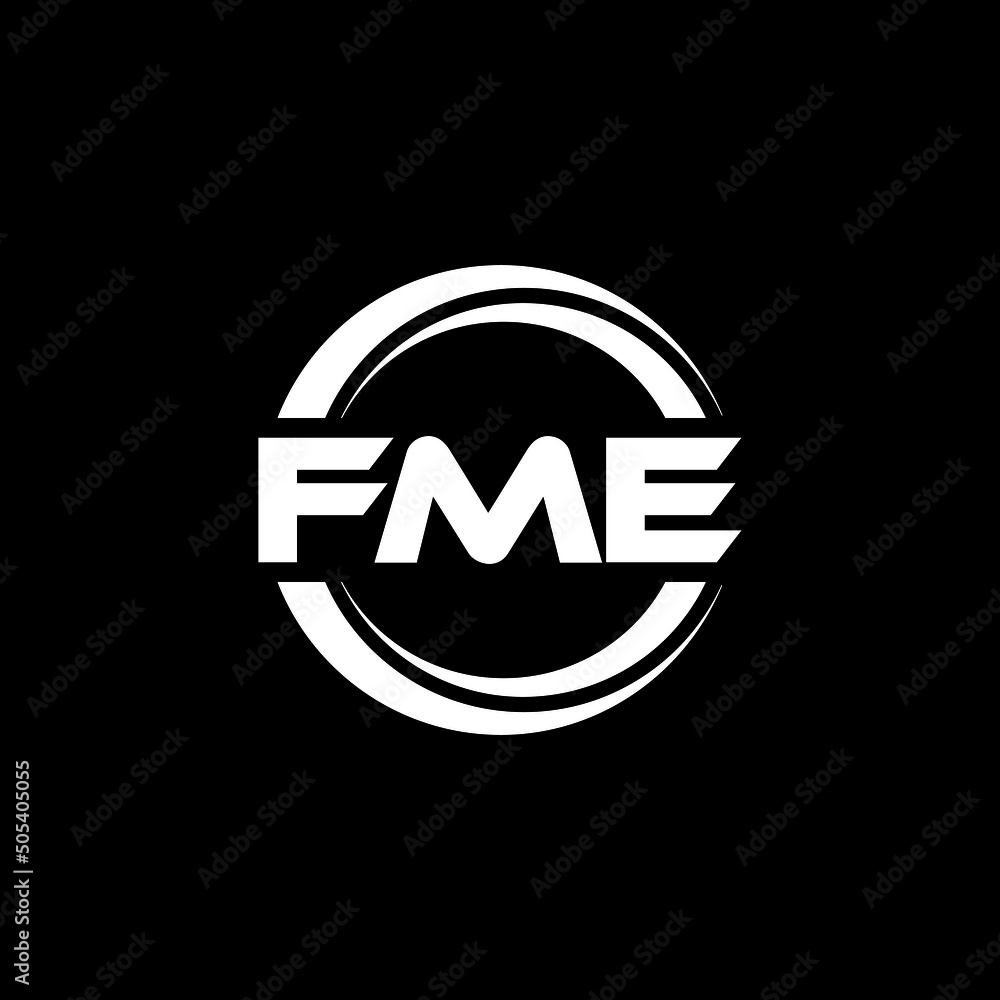 Vecteur Stock FME letter logo design with black background in ...