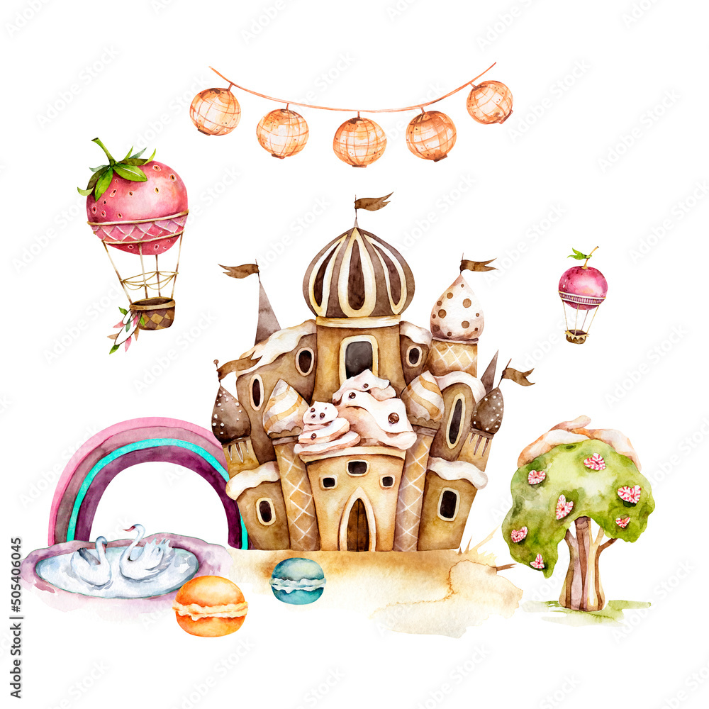 Sweet land watercolor illustration isolated on white background ...