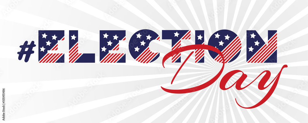 Hashtag midterm election banner on white background. 2022 political ...
