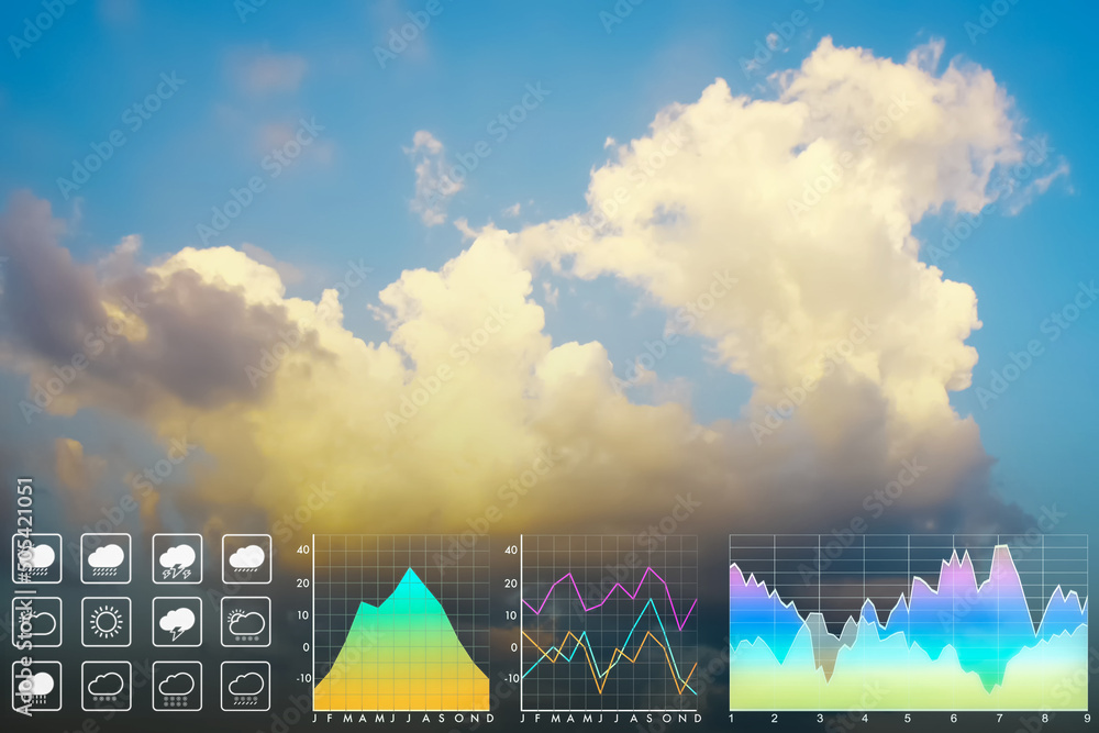 Weather forecast symbol data presentation with graph and chart on ...