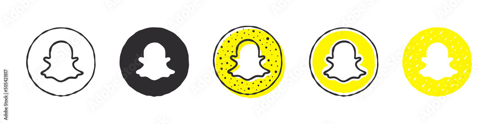 Vetor de Snapchat logo. Social media icons. Hand drawn logos. Vector ...