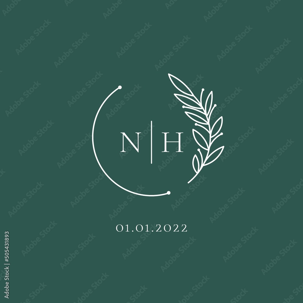 Initial letter NH wedding logo design ideas Stock Vector | Adobe Stock