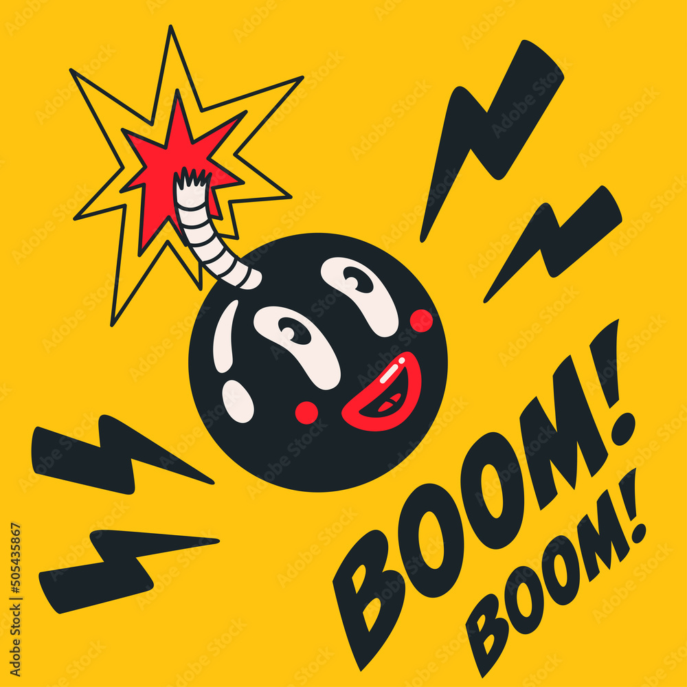 Cartoon vector funny cute Comic characters, round bomb. Stock Vector ...