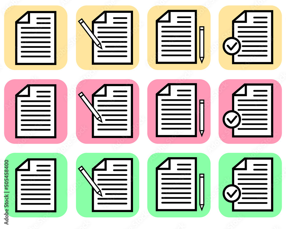 Document Symbol Set. Document jpeg image icons isolated design. Paper ...