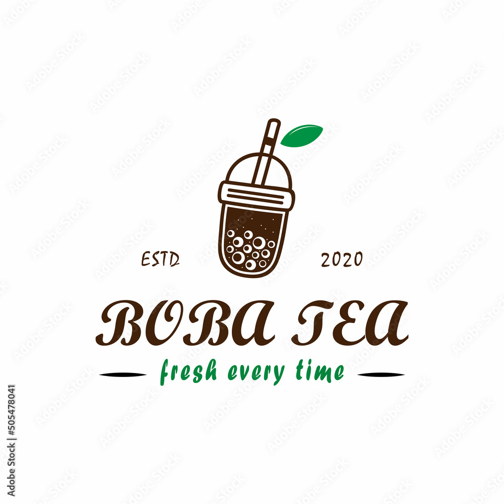 Contemporary beverage business boba tea logo design. Tea bubble stamp ...