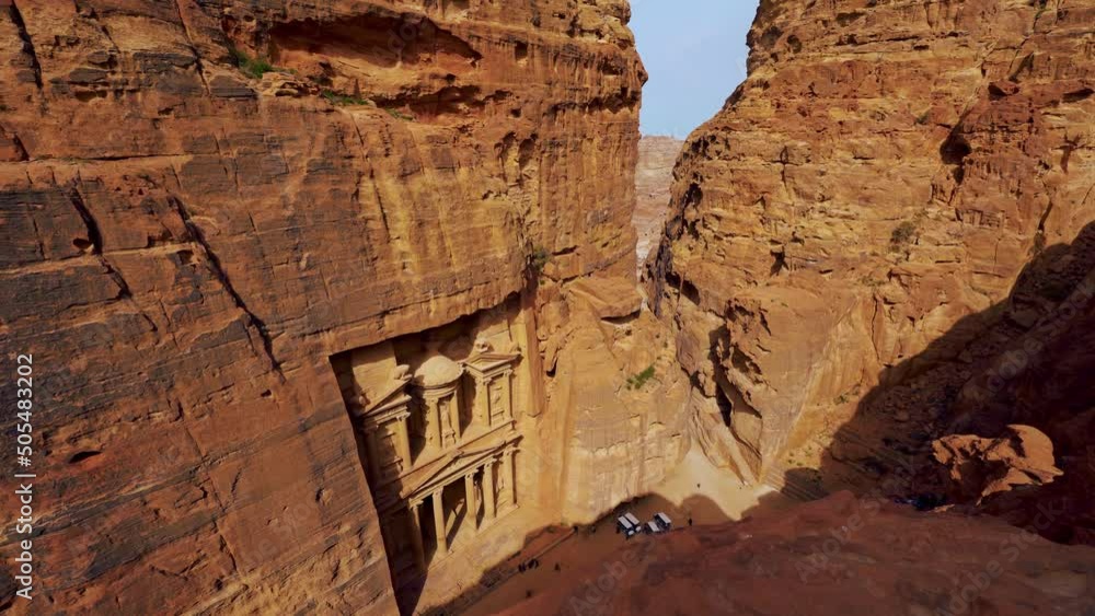 The Treasury at Petra, historic UNESCO heritage site carved into ...
