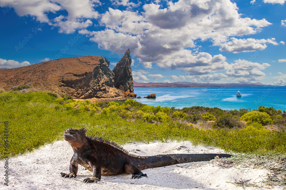 Galapagos Islands. Ecuador. Bartolome Island. Pinnacle Rock. Rocks in ...