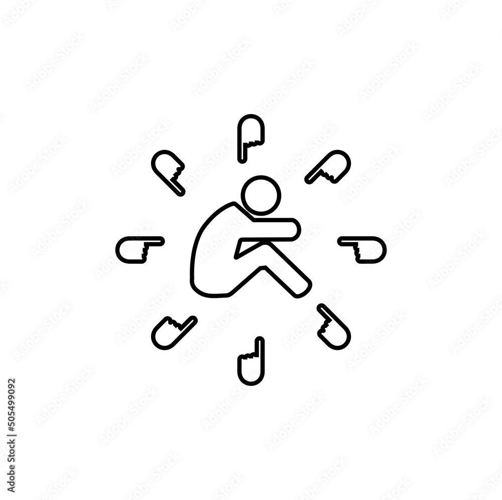 group bullying icon, bully persecution, harassment and hate attack ...