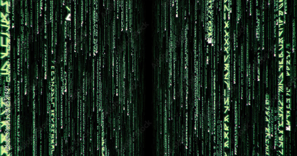 Illustration of random falling number characters of Matrix digital ...