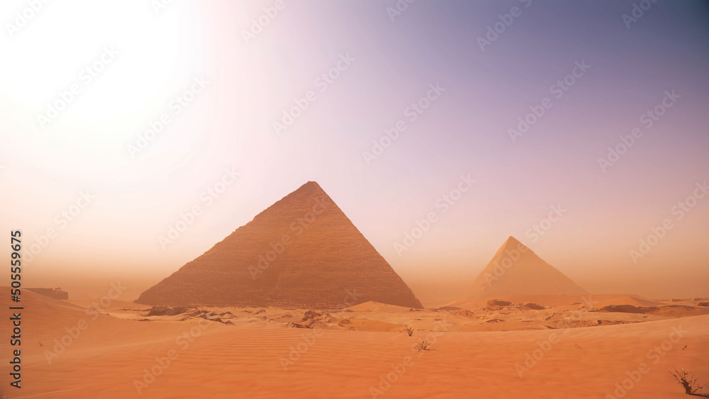 Beautiful scenery of the Great Pyramid of Giza and tomb in Egypt Stock ...