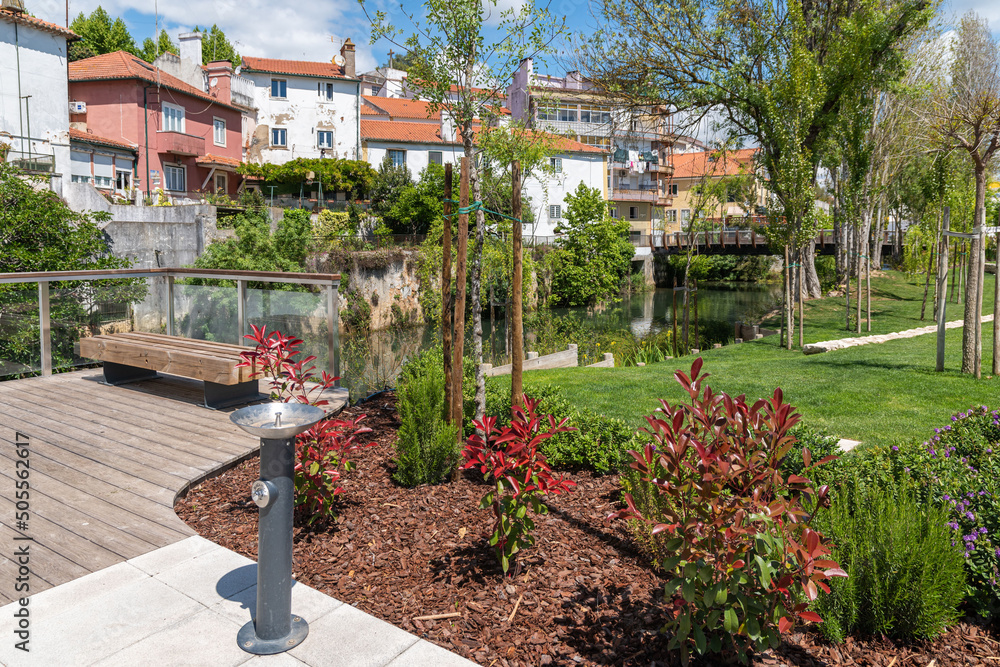 Plants in Almonda Park in the city center of Torres Novas in the ...