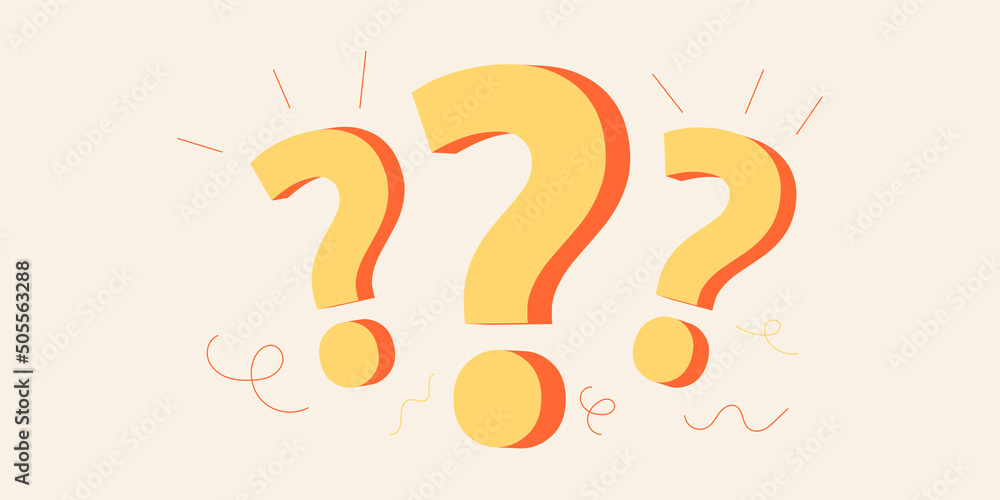Three question marks with comic lines. Vector illustration with 3D ...