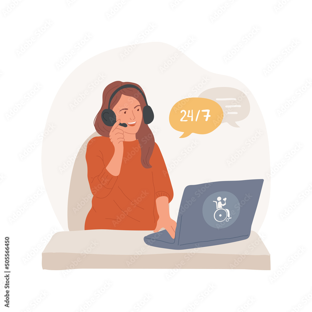 Support call line isolated cartoon vector illustration. 24 hour support ...