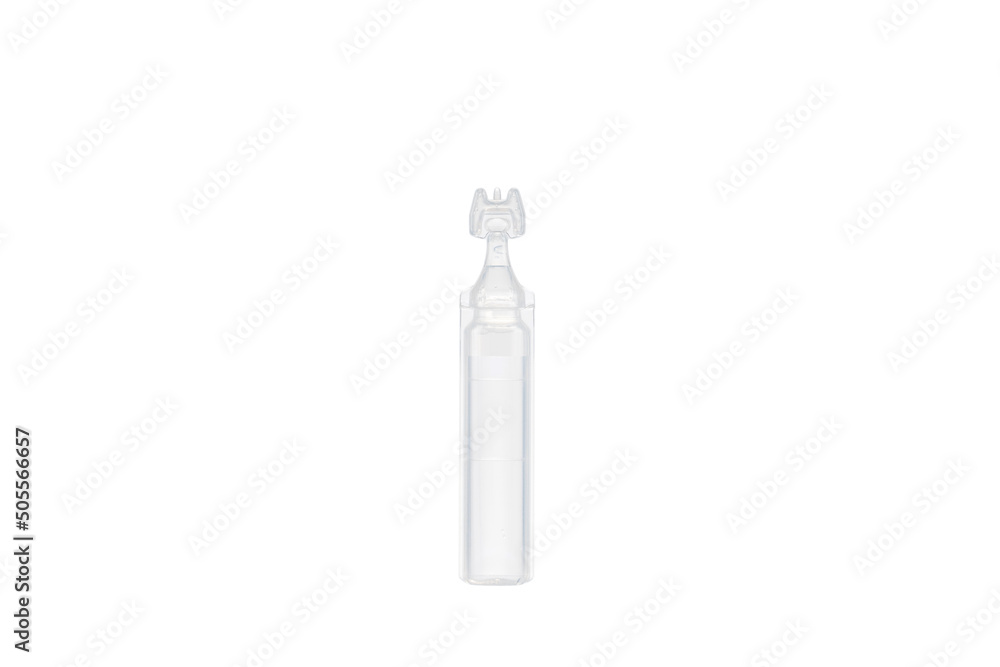 Transparent plastic eye drops container , isolated on a white ...