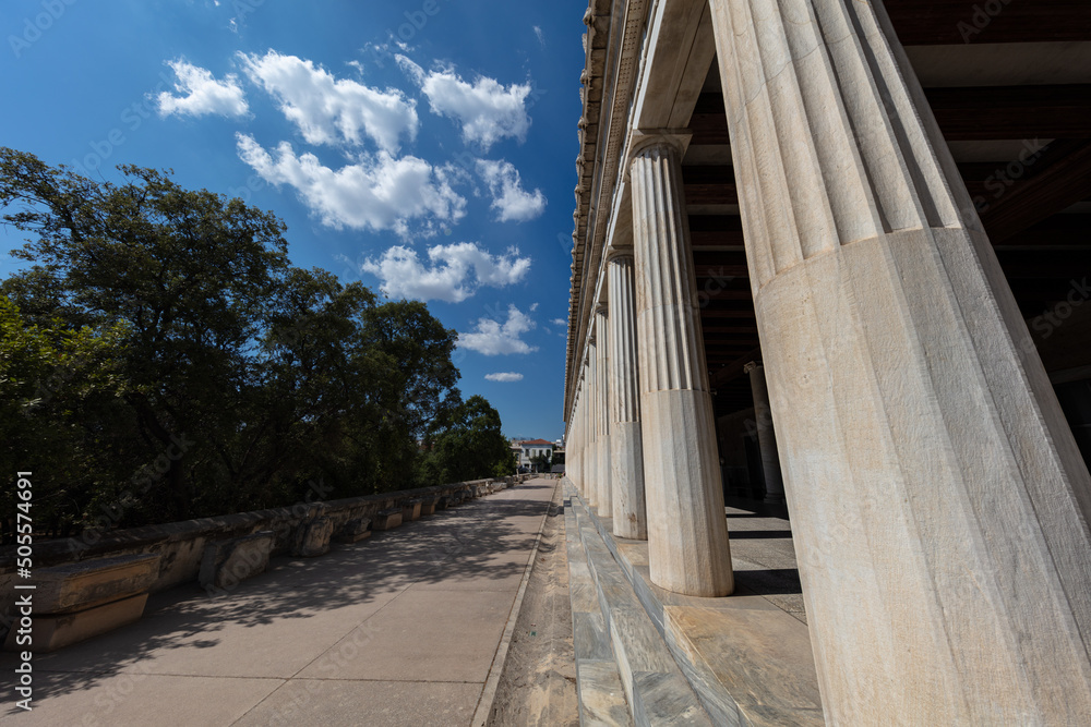Athens, Greece - July 26, 2021: Stoa of Attalos, covered walkway or ...