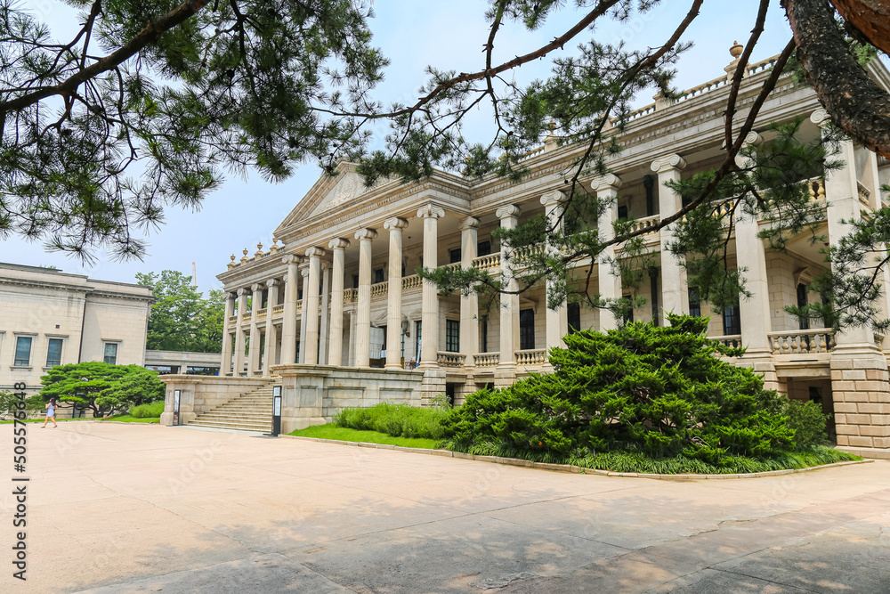 Seoul, South Korea - July 25, 2021: Seokjojeon and western style garden ...