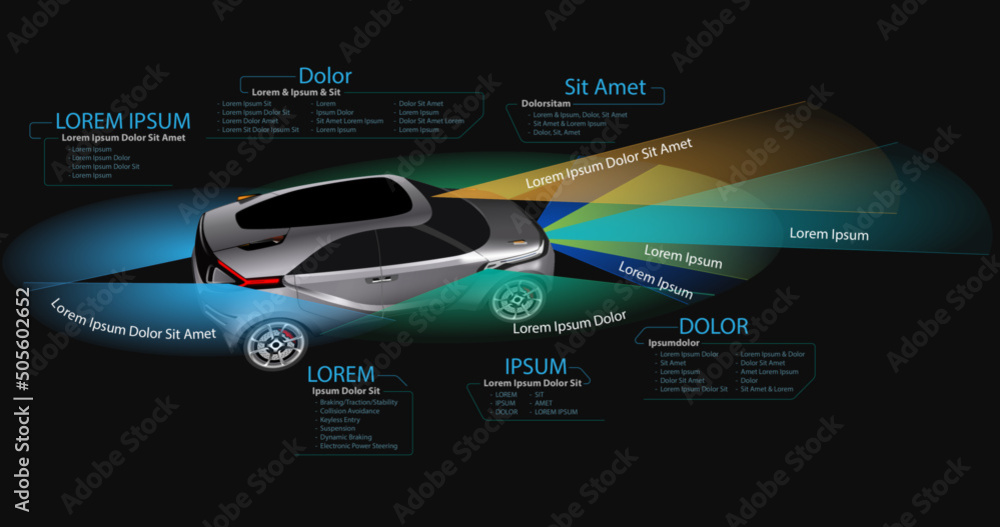 ADAS Infographic - fully editable template for vehicle automation and ...