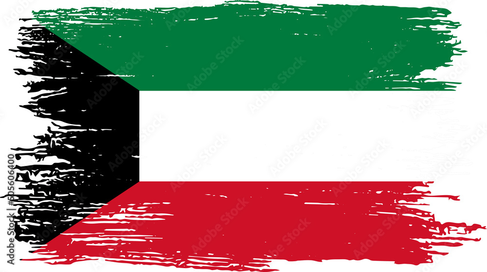 Kuwait flag with brush paint textured isolated on png or transparent ...