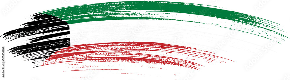 Kuwait flag with brush paint textured isolated on png or transparent ...