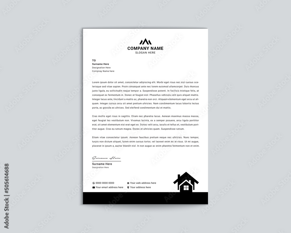 Real Estate Letterhead Design template. Multipurpose Professional ...