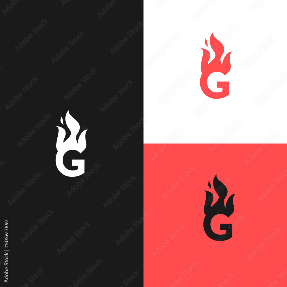 Letter G and fire flames logo set design. logo can be used as symbols ...