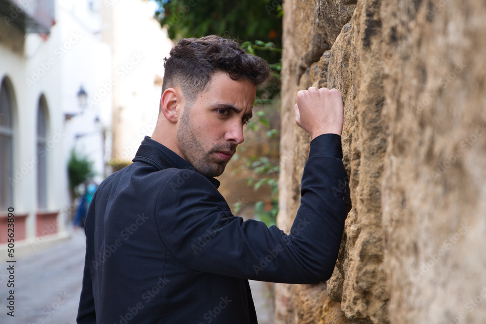 gypsy man dancing flamenco, young and handsome, dressed in black ...