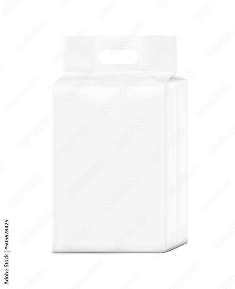 Vertical stand bag with handle hole mockup. Vector illustration ...