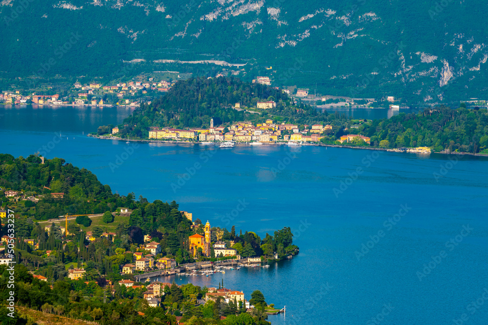 The panorama of Lake Como photographed from the town of Colonno ...