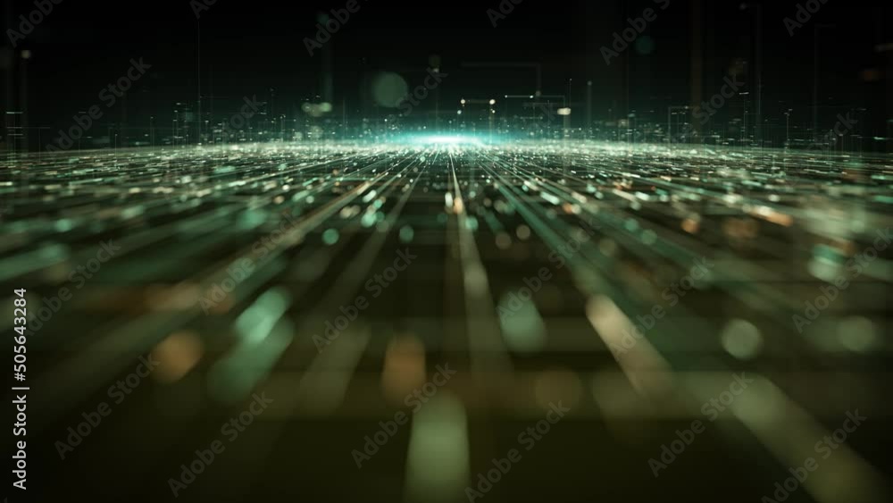 Hitech Space Scifi Network Landcape Background/ 4k animation of an ...