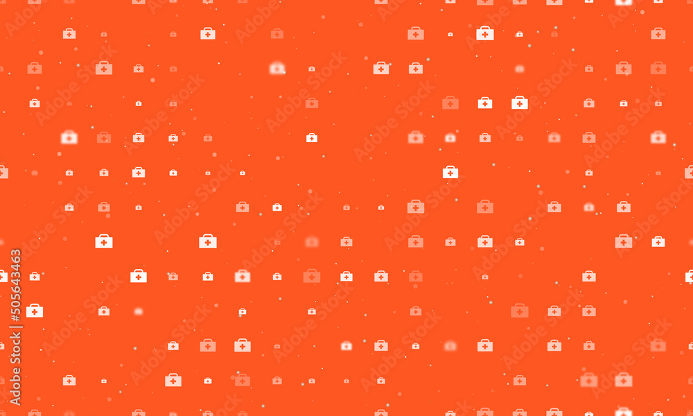 Seamless background pattern of evenly spaced white first aid symbols of ...