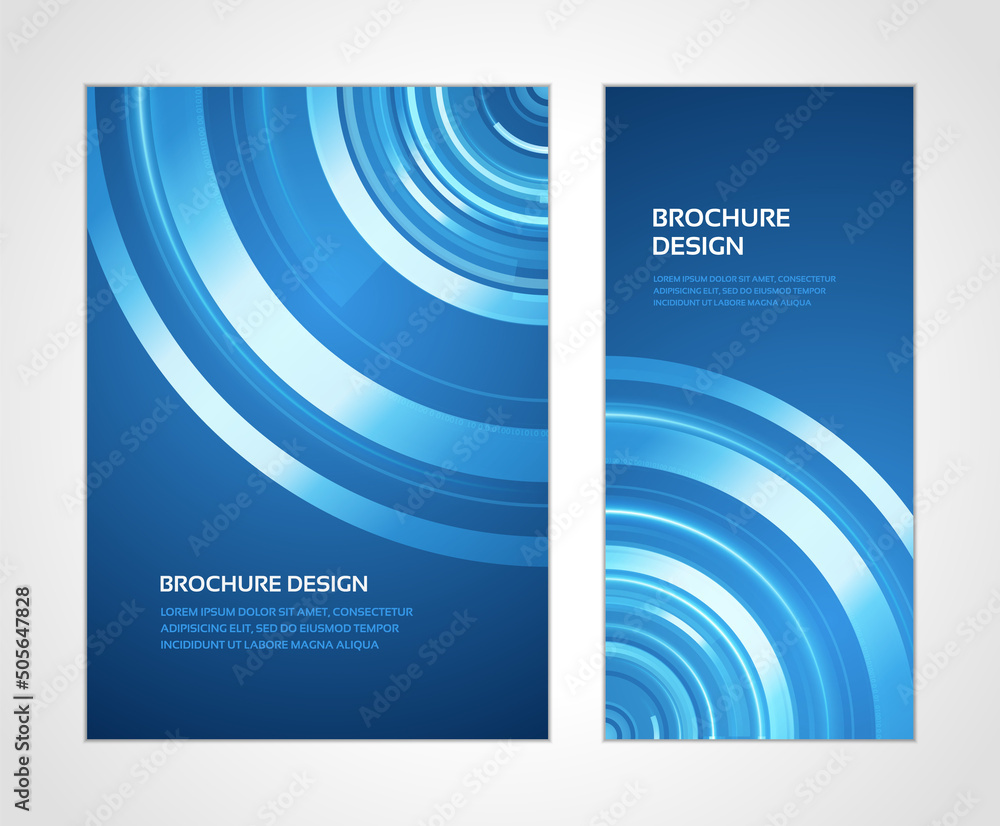 Glossy blue ornament circle metallic texture wave brochure booklet ...
