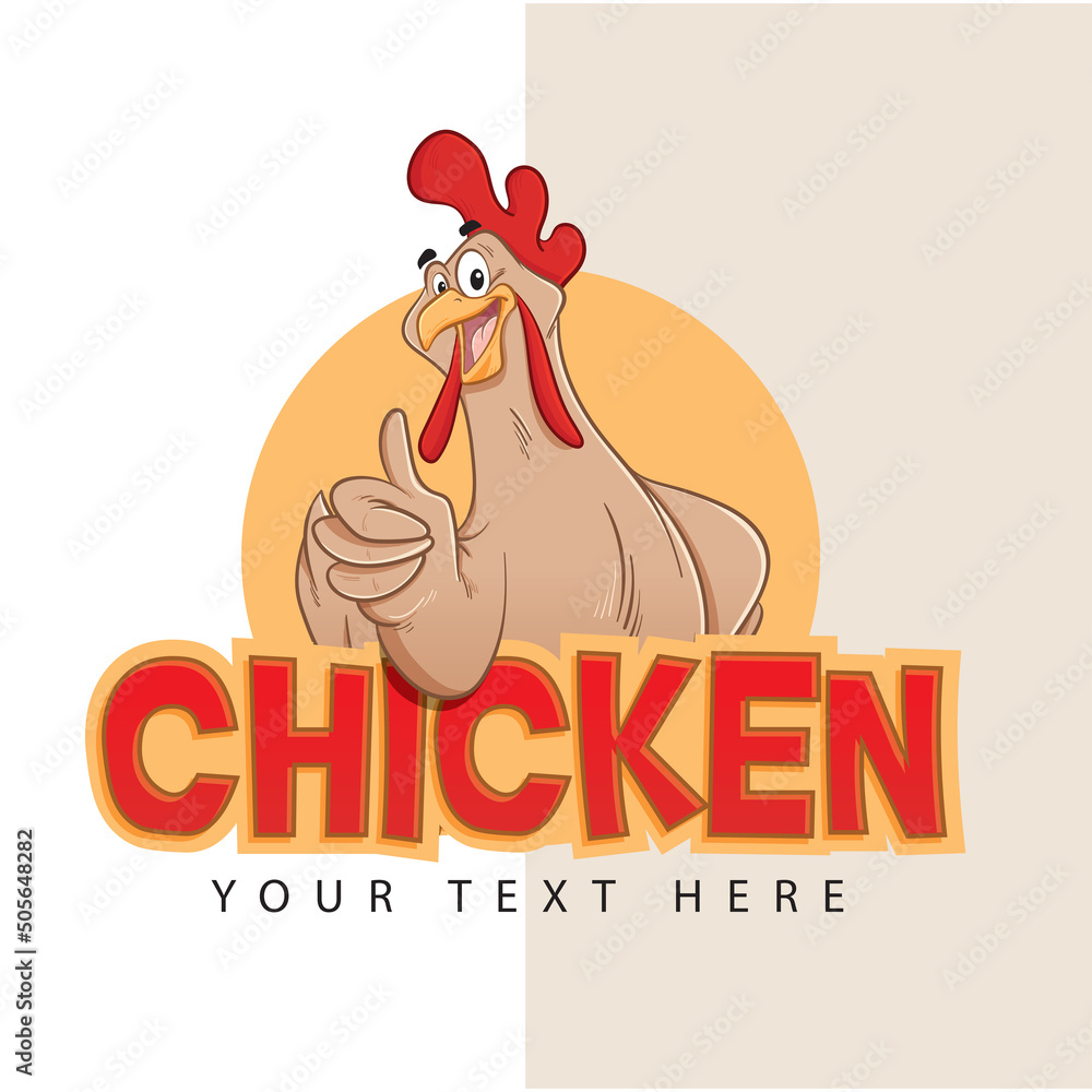 A happy funny Cartoon Rooster chicken giving a thumbs up with hand ...