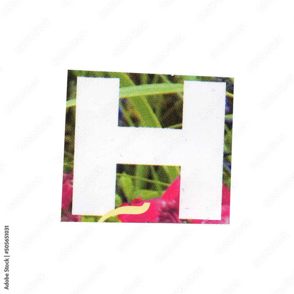 letter h magazine cut out font, ransom letter, isolated collage ...